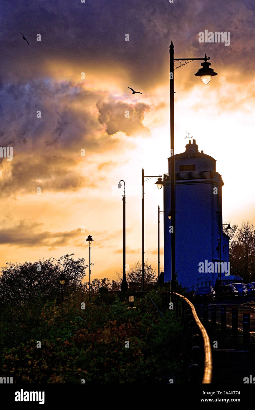 North Shields High Lights ancient lighthouse at sunset Stock Photo - Alamy