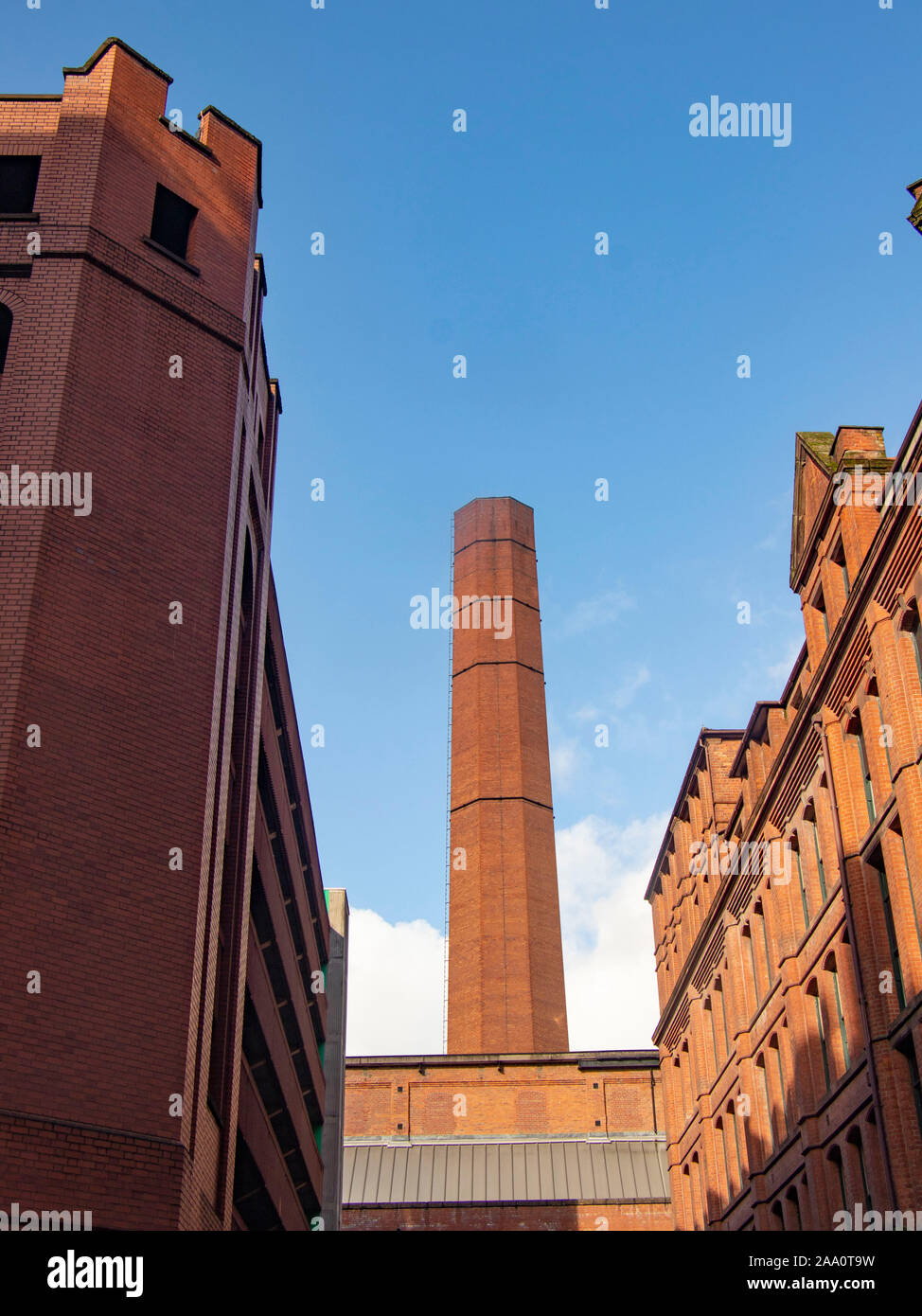 red brick victorian buildings and chimney in Manchester UK Stock Photo ...