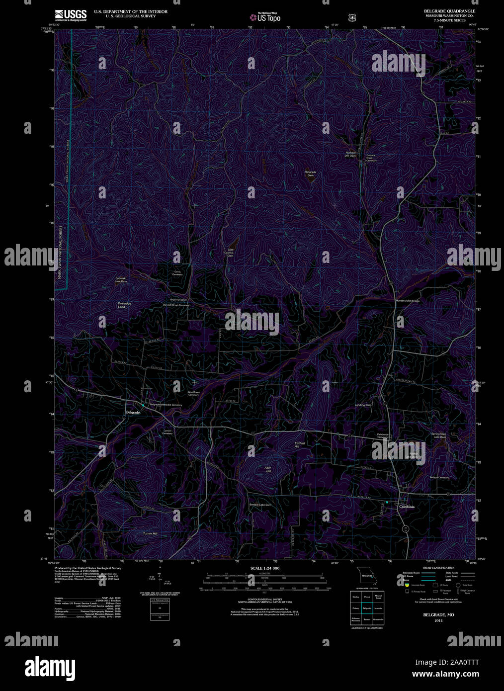 USGS TOPO Map Missouri MO Belgrade 20111215 TM Inverted Restoration ...