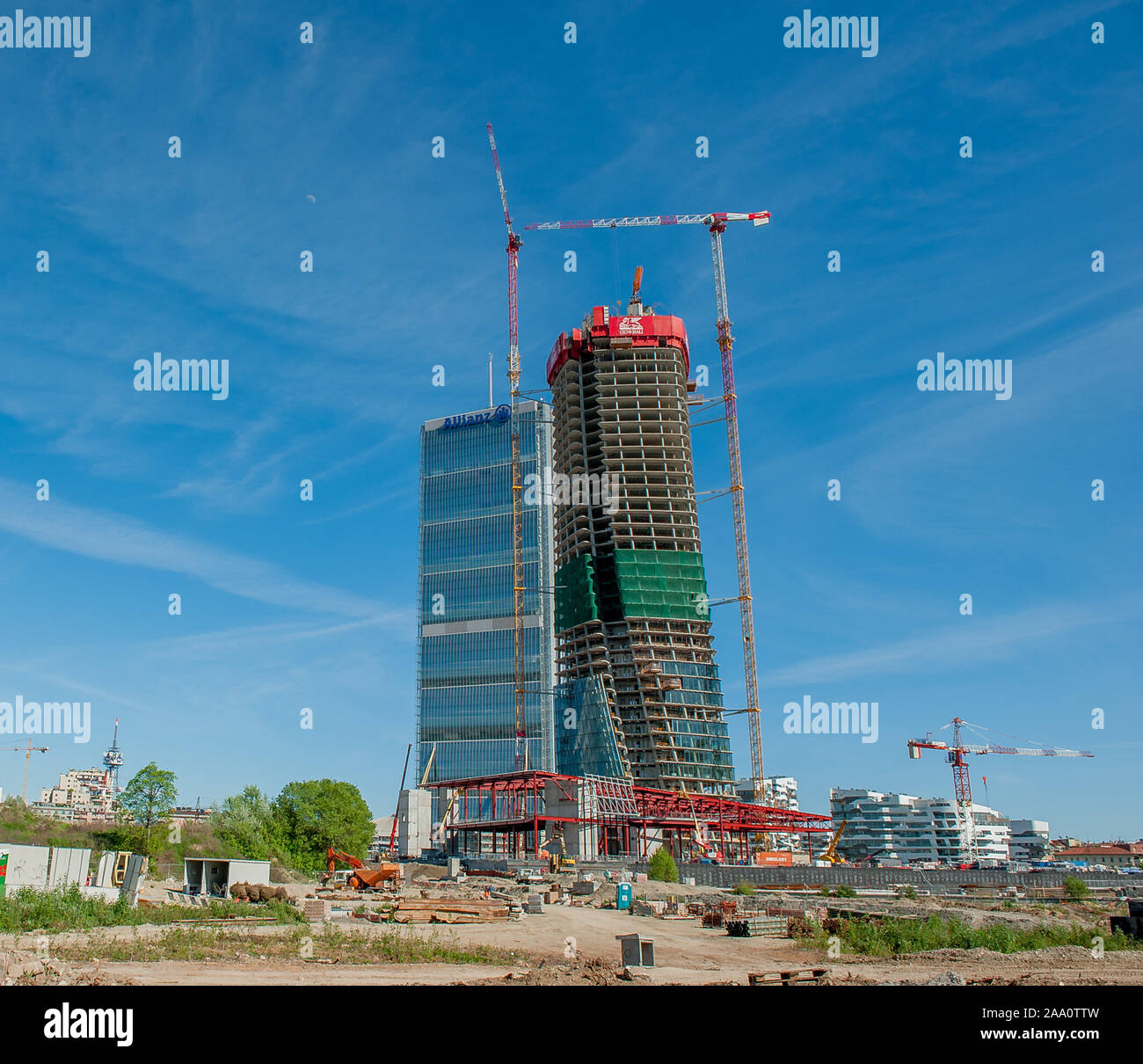 milano italia April 14, 2016: new building district three towers ...