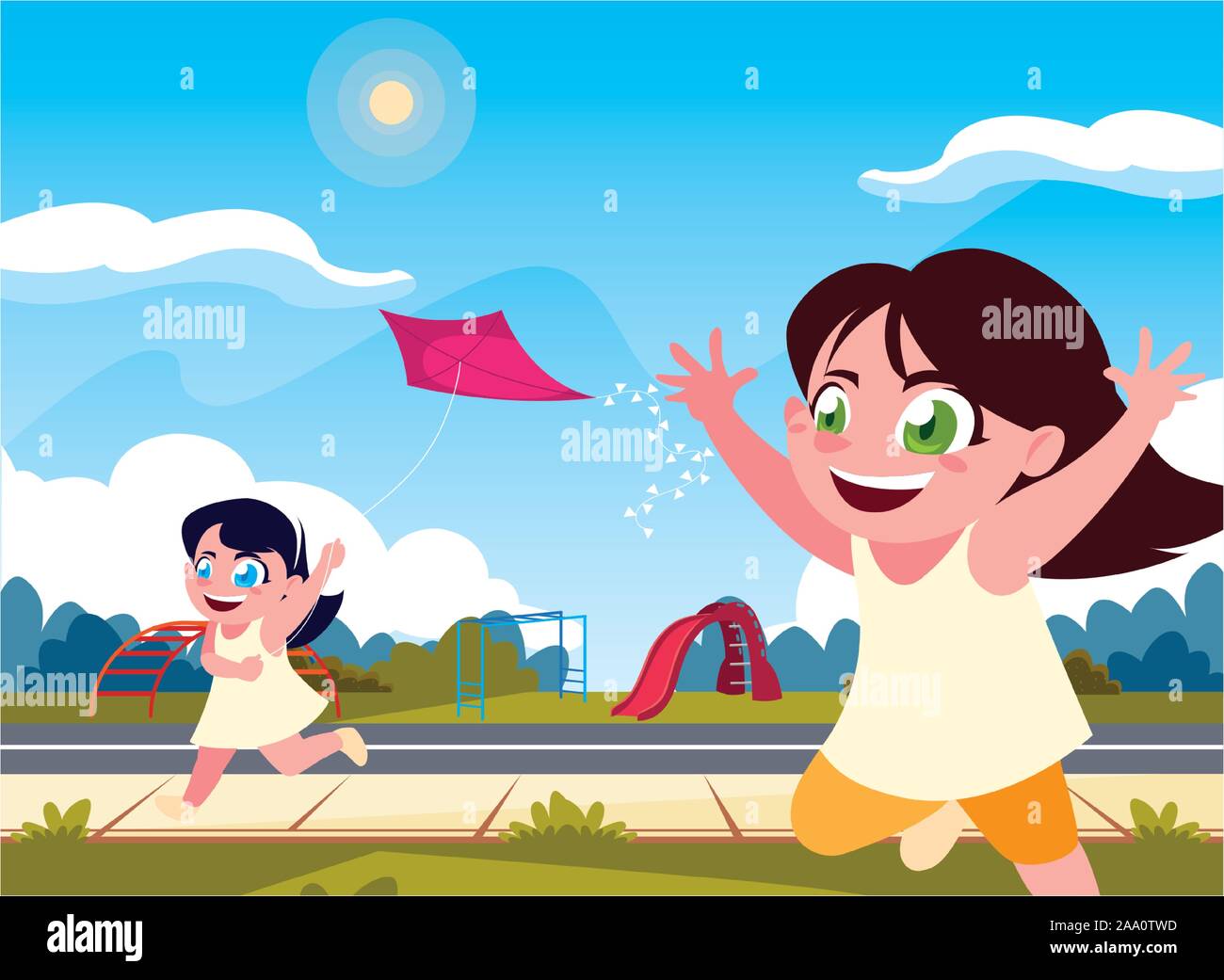 women with different poses on white background vector illustration ...