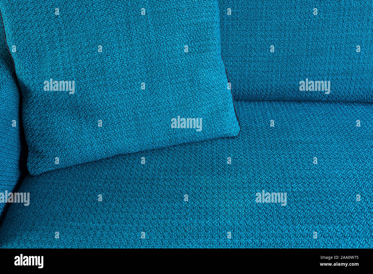 Blue Fabric textile close-up background texture with pillow, modern ...