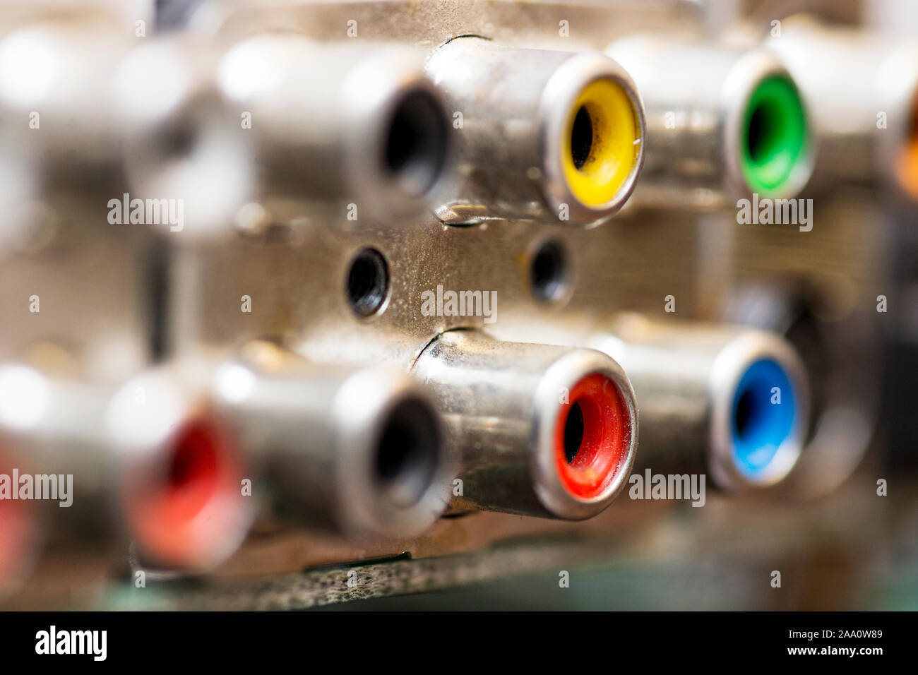 Panel audio and video connectors for connecting equipment. Audio ...