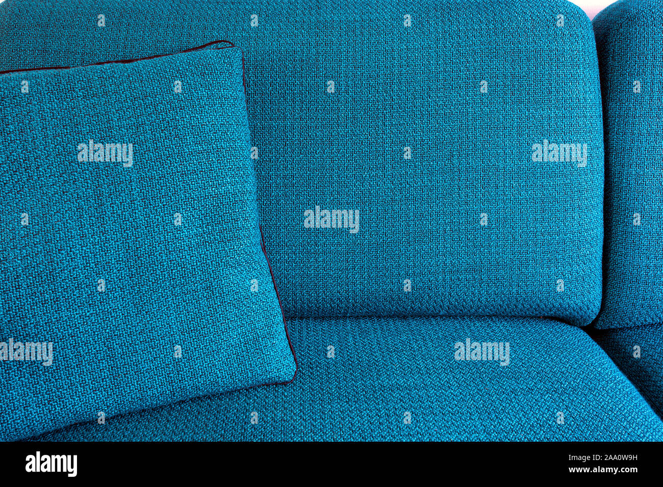 Blue Fabric textile close-up background texture with pillow, modern ...