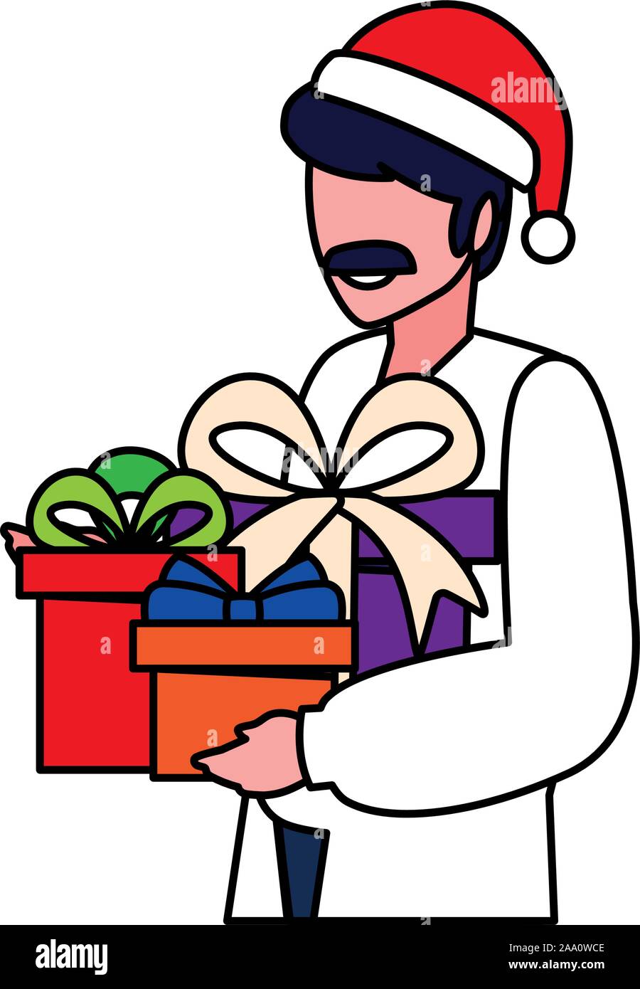 man with gift boxes on white background vector illustration design ...