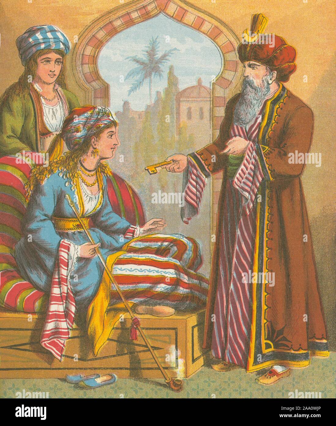 Illustration of a scene from the book 'Blue Beard' by author Charles ...