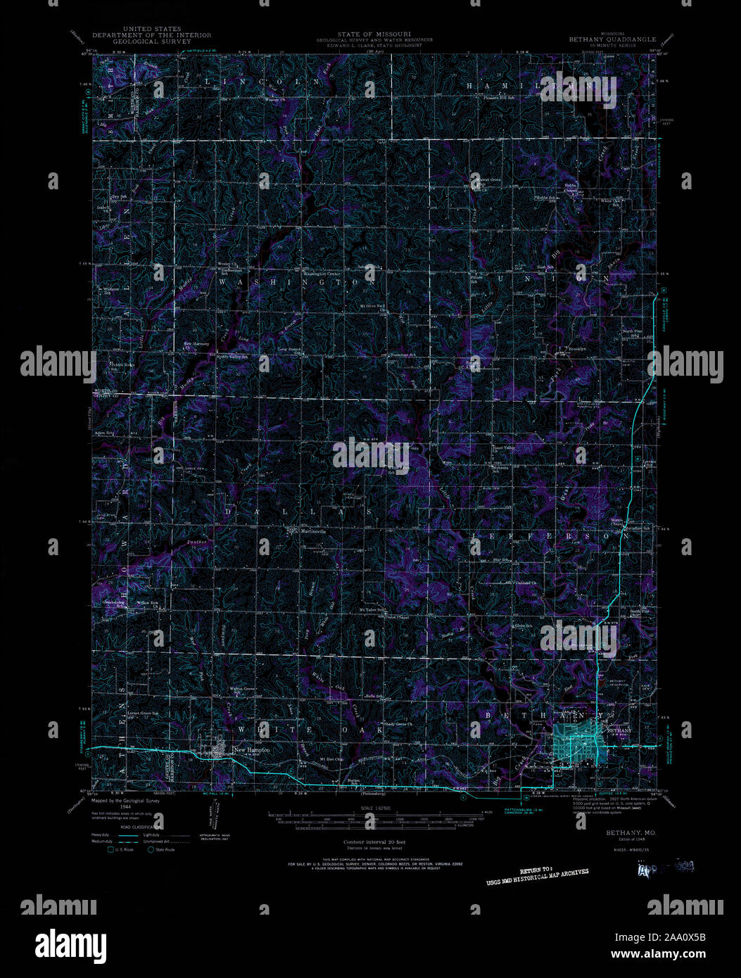 Map of bethany missouri hi-res stock photography and images - Alamy
