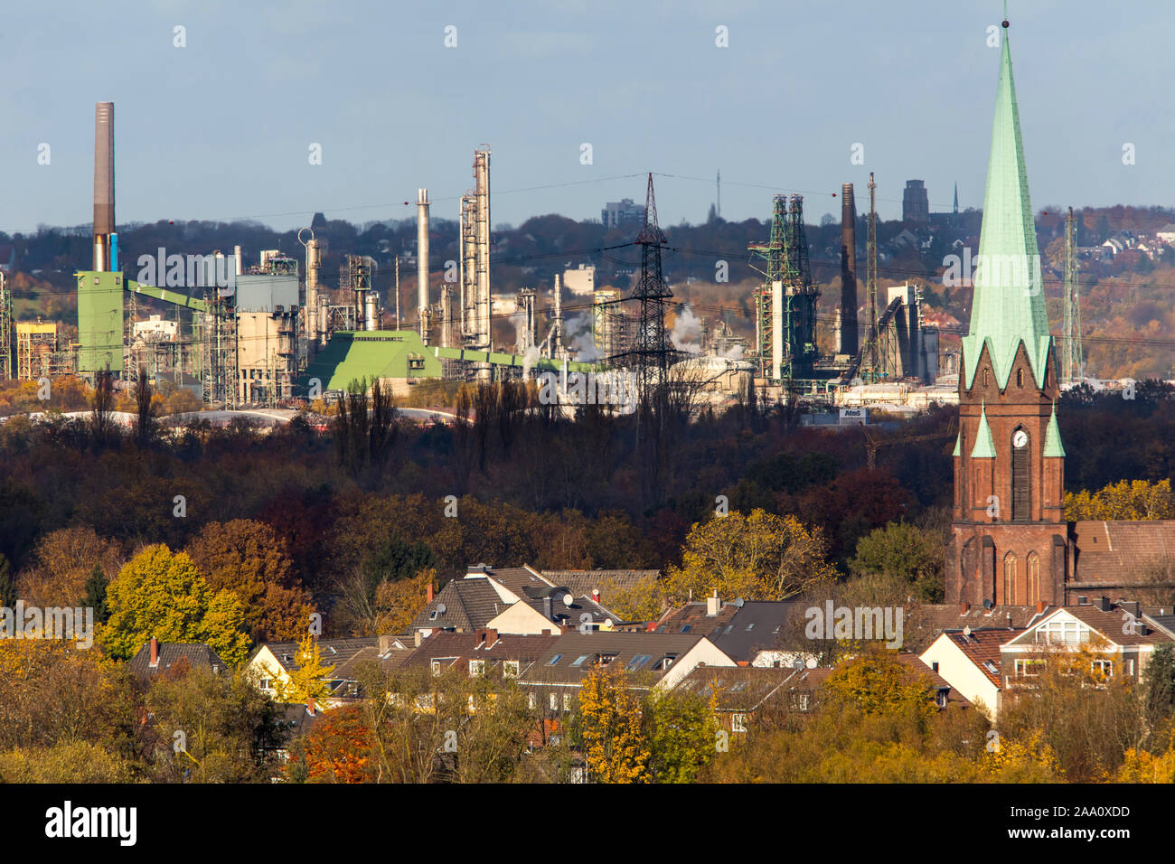 View from Essen to Gelsenkirchen, the refinery of BP Refining ...