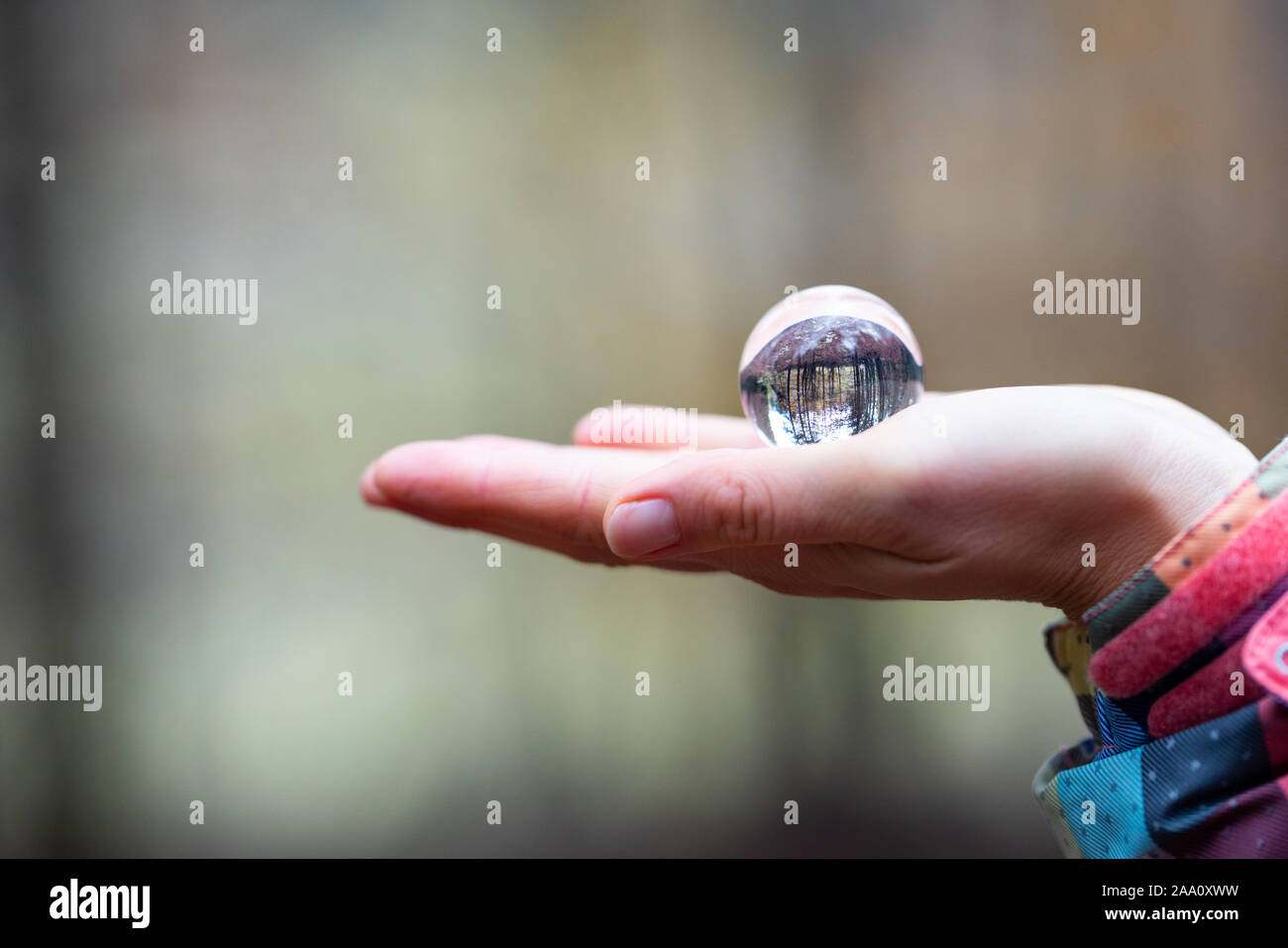 Glass sphere in the hand Stock Photo - Alamy