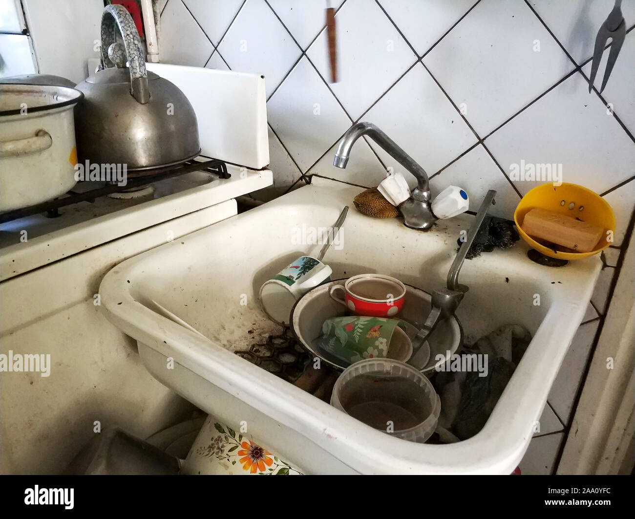 mess and dump. An old room with lots of things. Devastation. Very small ...