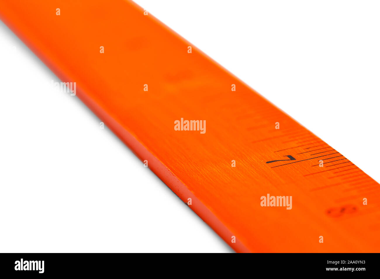 Wood Orange Ruler Close Up Isolated on White Background Stock Photo - Alamy