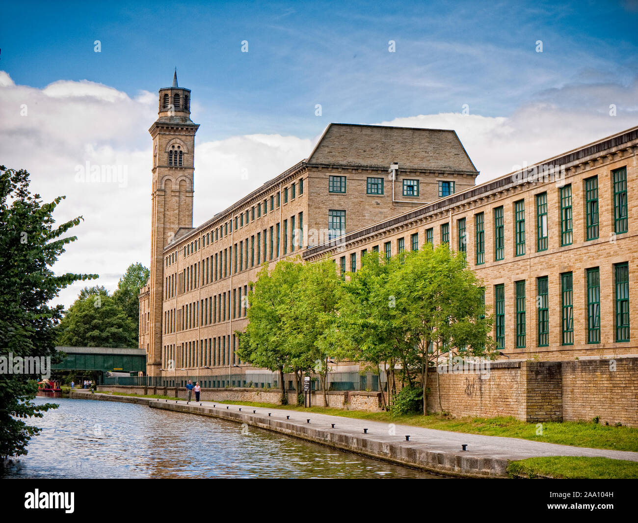 Saltaire Mills on the Leeds and Liverpool Stock Photo - Alamy