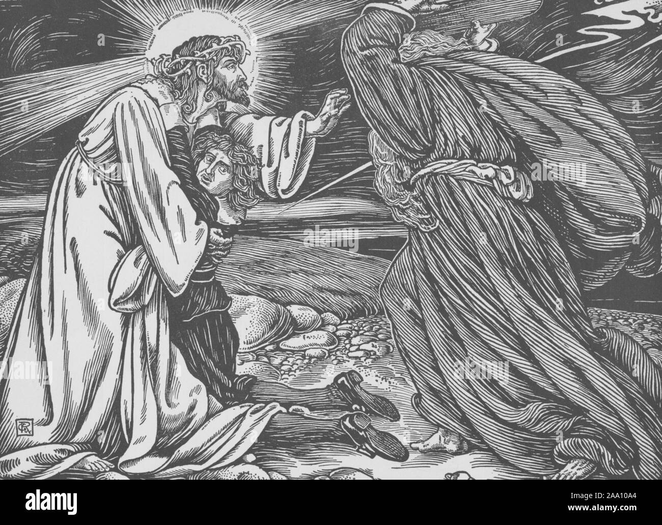 Engraving of a scene from the book 'Pilgrim's Progress' by John Bunyan ...