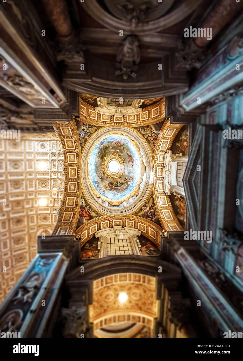 VATICAN CITY, VATICAN - JULY 14: Frescoes in St. Peter's Basilica on ...