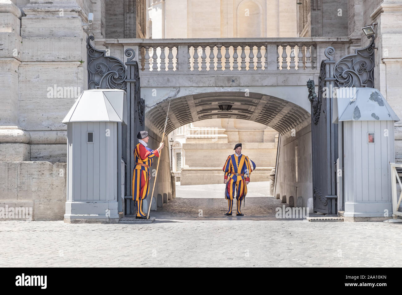 VATICAN CITY, VATICAN - JULY 14: Pontifical Swiss Guard on July 14 ...