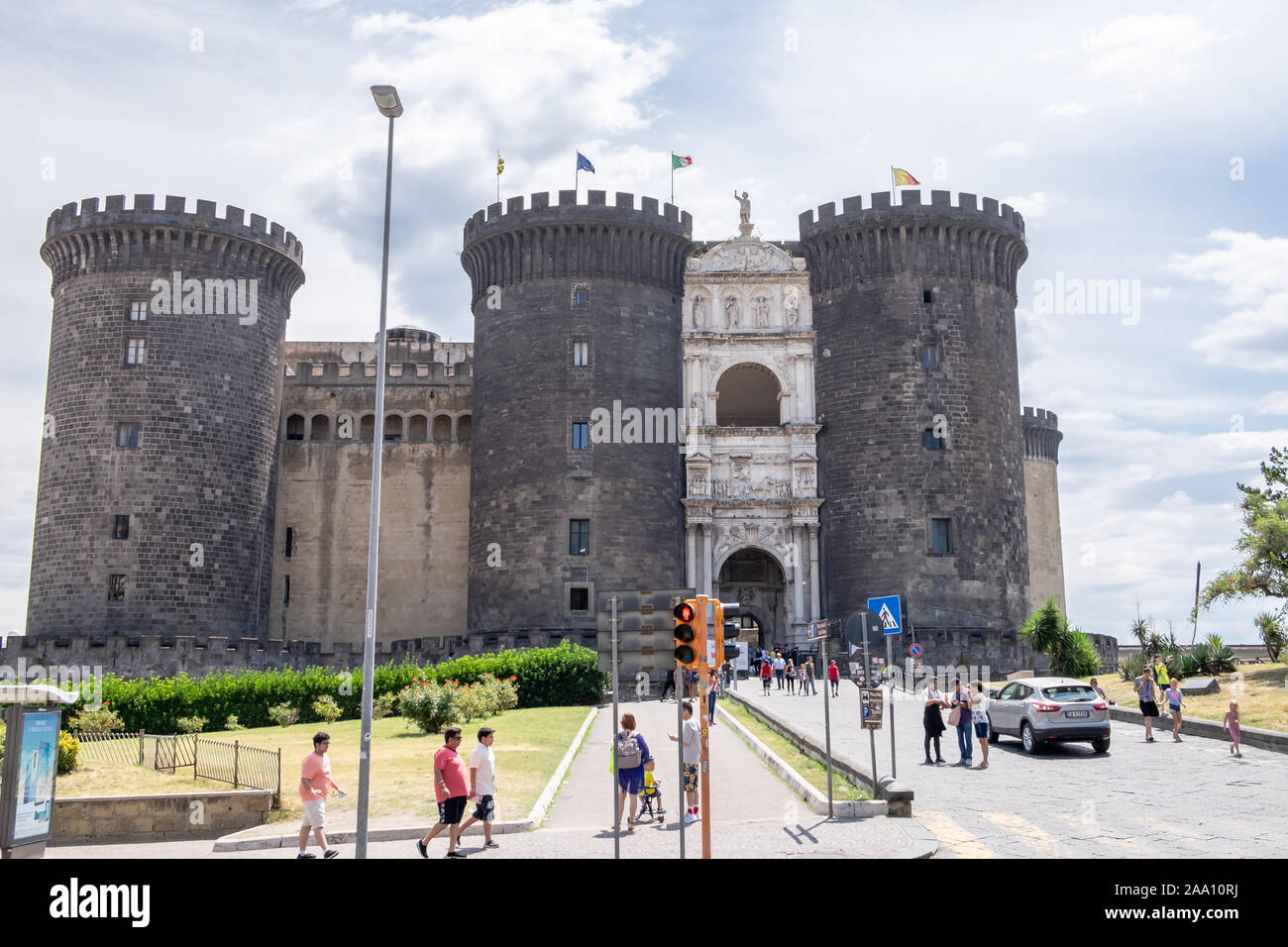 NAPLES, ITALY - JULY 16: Castel Nuovo on July 16, 2019. Castel Nuovo is ...