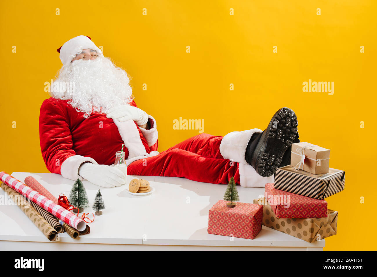 Santa Claus is resting after a hard day Stock Photo - Alamy