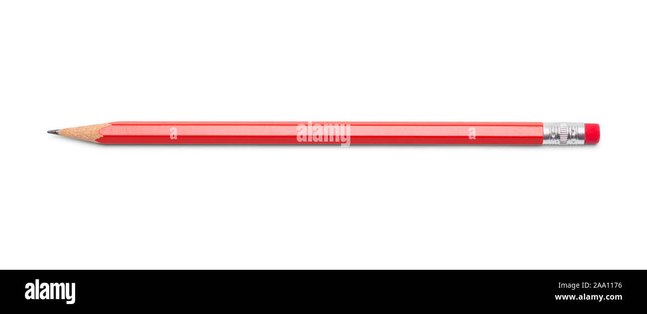 Wood Red Pencil Isolated on White Background Stock Photo - Alamy