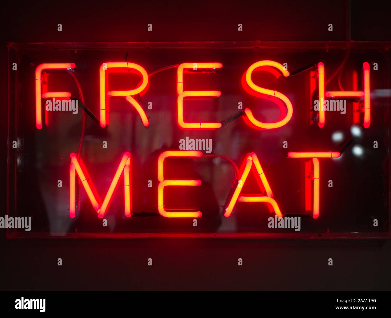 Fresh Meat neon sign Stock Photo - Alamy