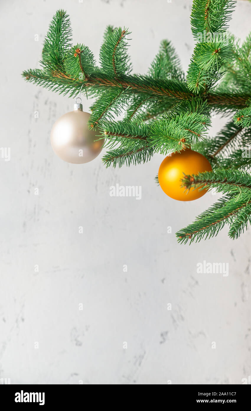 Christmas tree branch with decoration Stock Photo - Alamy