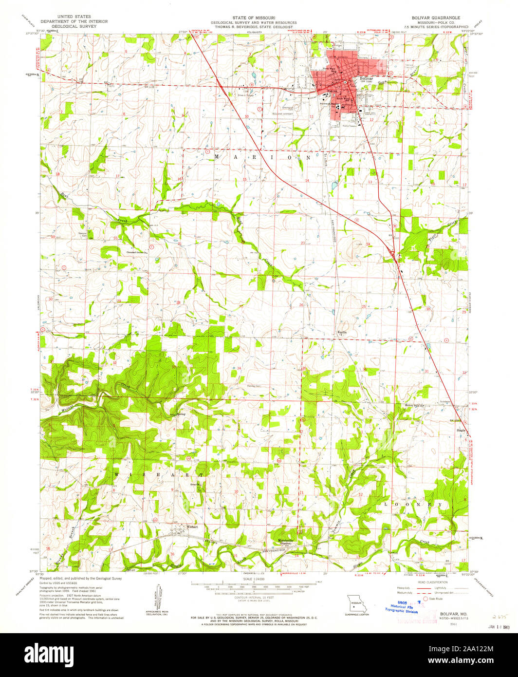 Map of bolivar missouri hi-res stock photography and images - Alamy