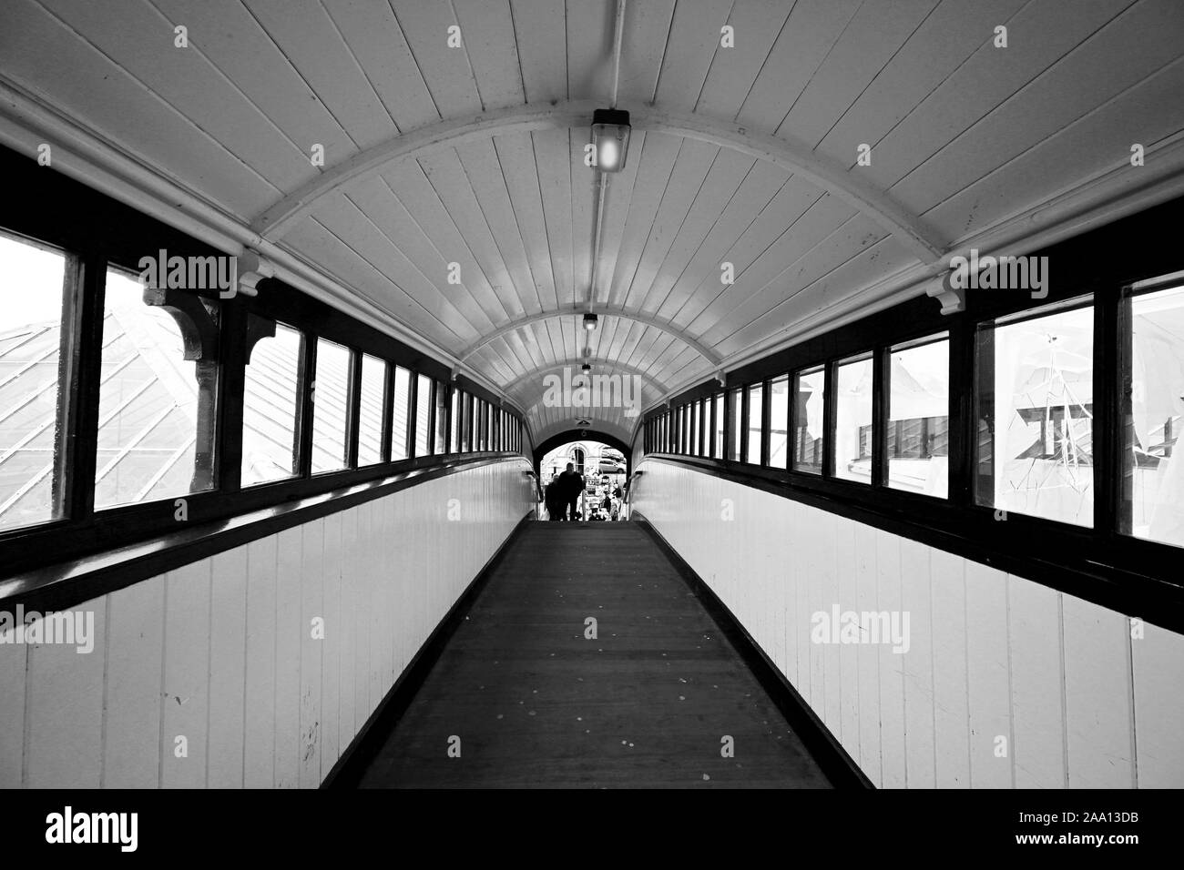 Pedestrian railway bridge in monochrome Stock Photo - Alamy