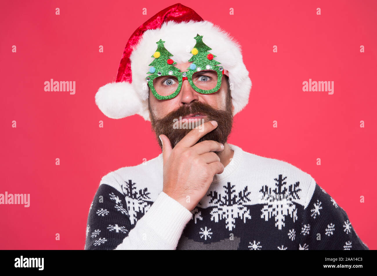 Santa needs good beard. Hipster touch beard hair in festive style ...