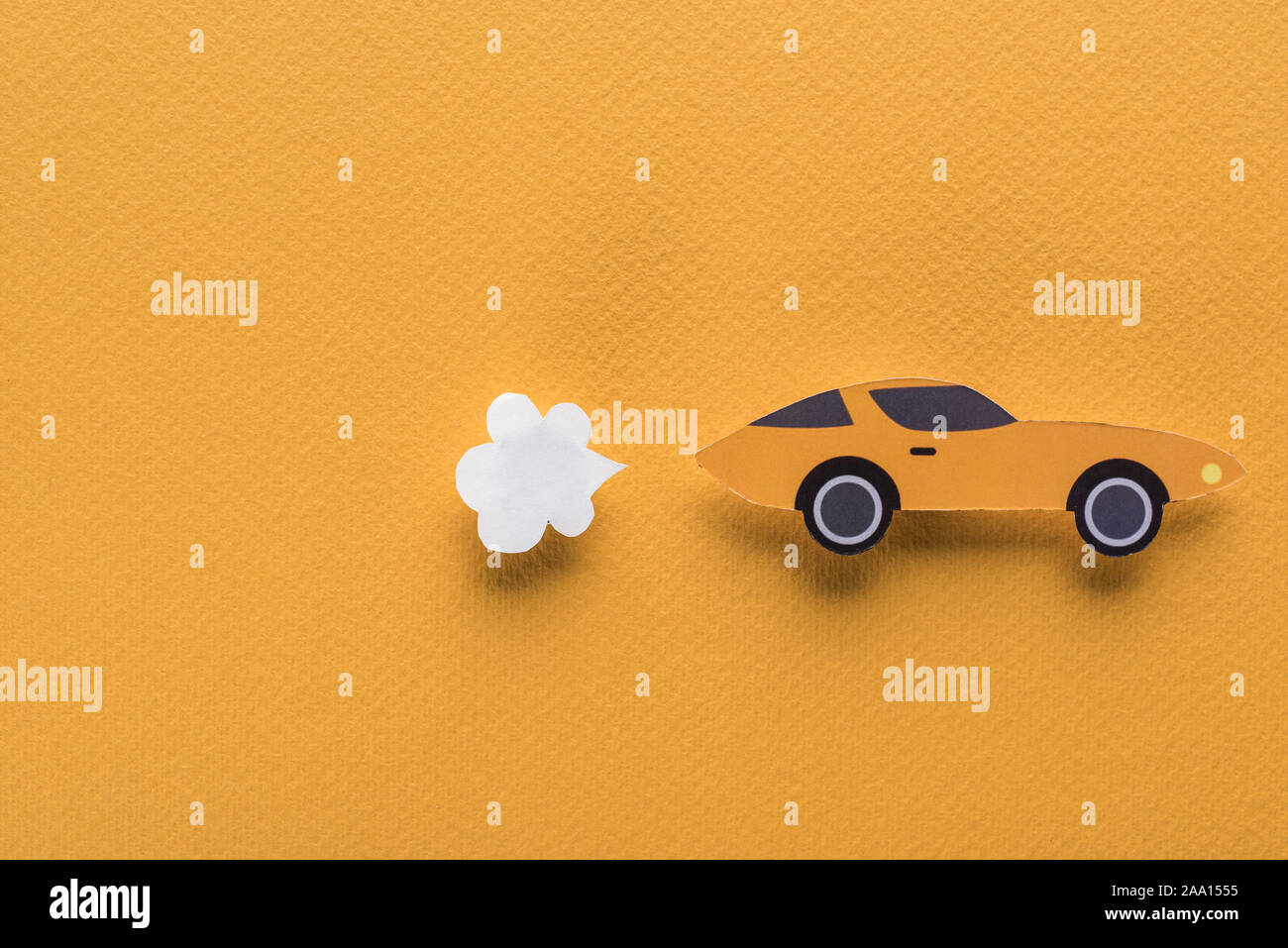 top view of paper cut car on orange background with copy space Stock ...