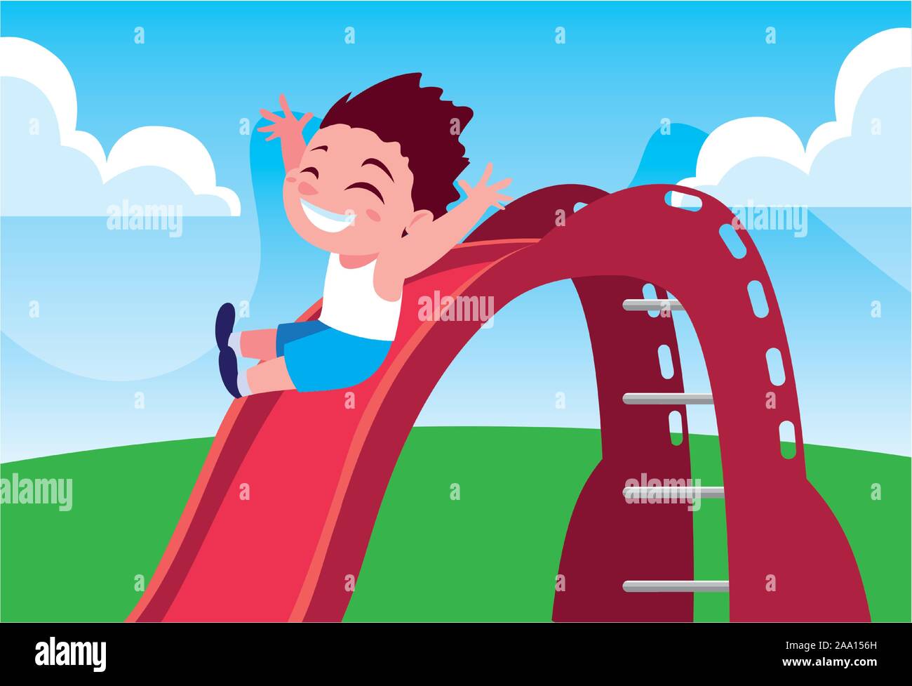 boy smiling and enjoying on slide vector illustration design Stock ...