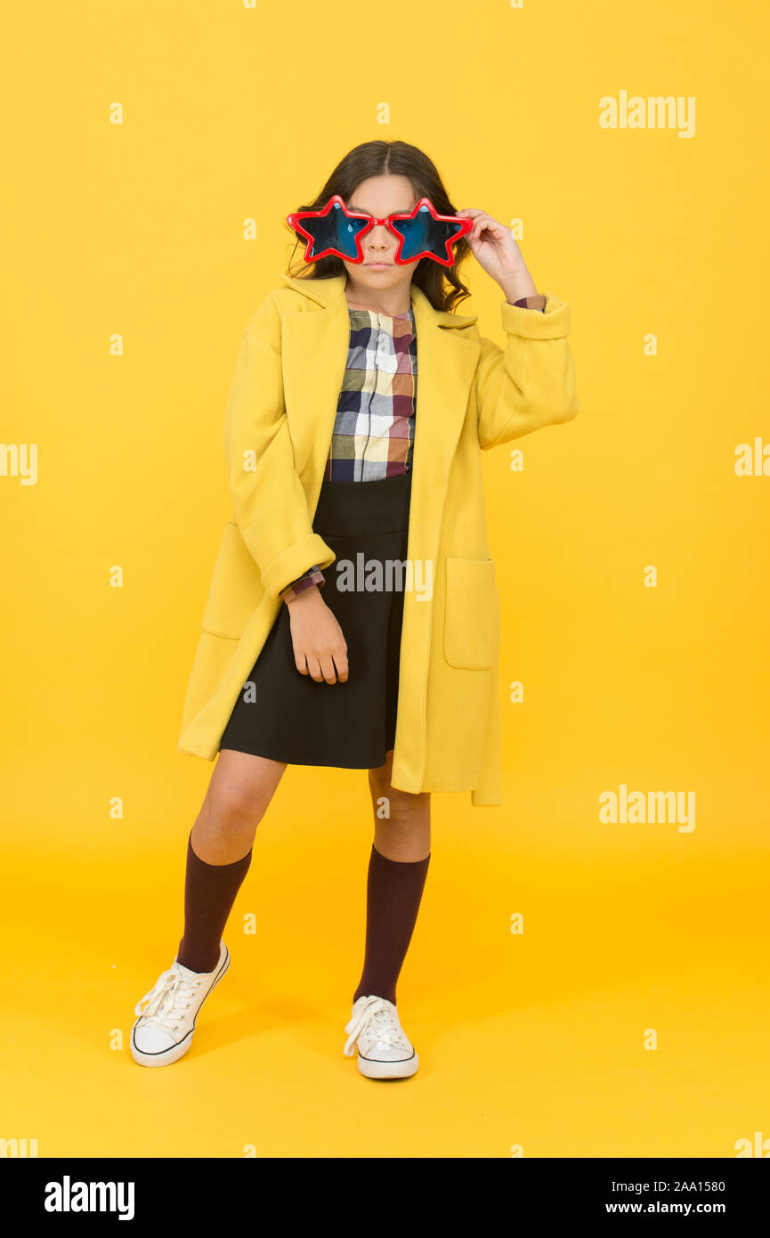 Fancy look. Little girl with autumn look. Party look of fashion ...