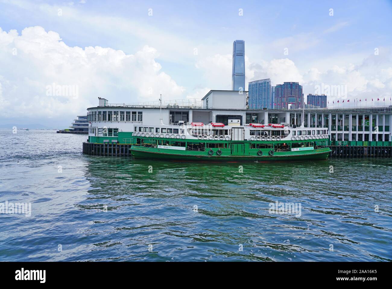 HONG KONG -29 JUN 2019- View of a Star Ferry ship in the Victoria ...