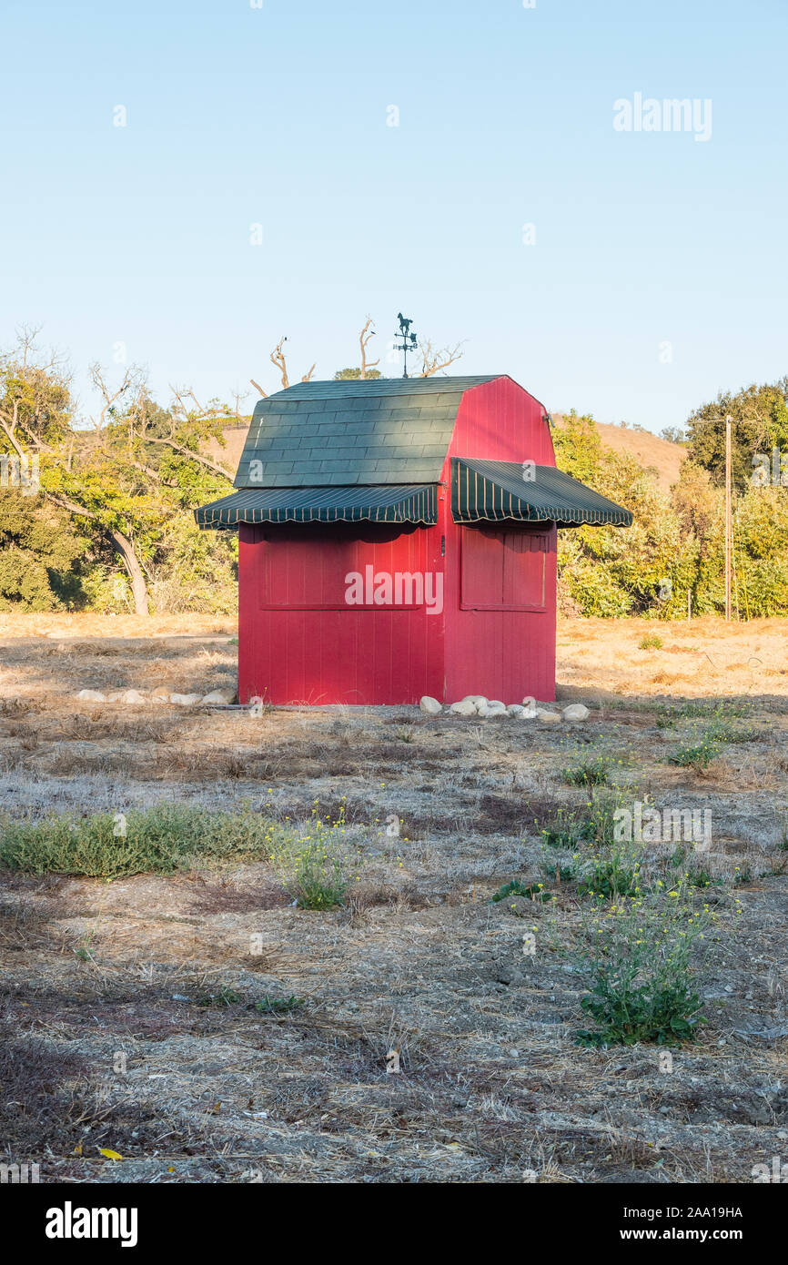 Red Farm Stand, that is closed, on a country road in the Santa Ynez ...