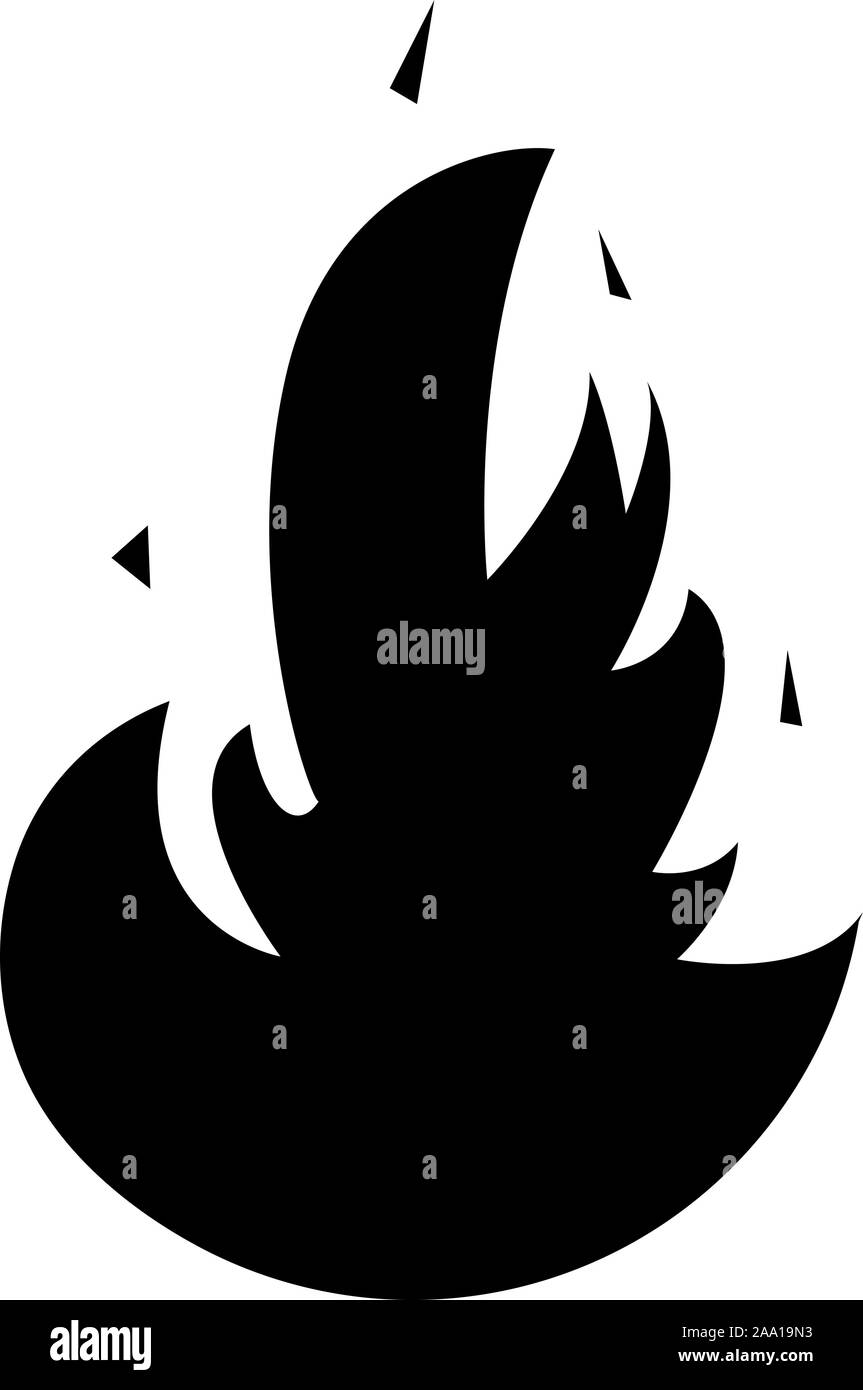 Fire icon black colored. Icon on a white background. Vector ...
