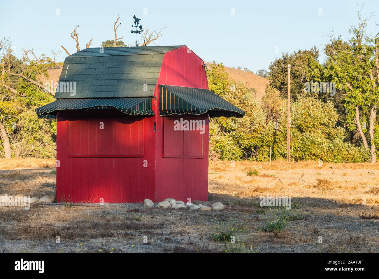 Red Farm Stand, that is closed, on a country road in the Santa Ynez ...