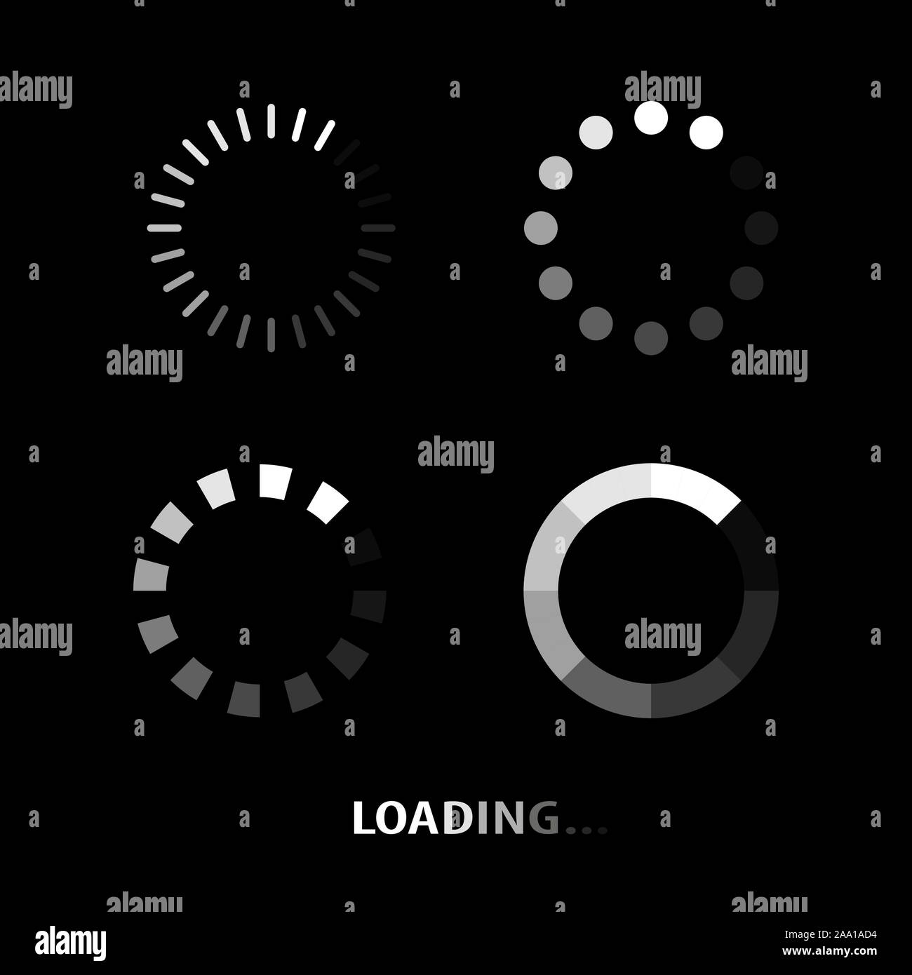 Loader icon vector circle button set. Download icon round process ...