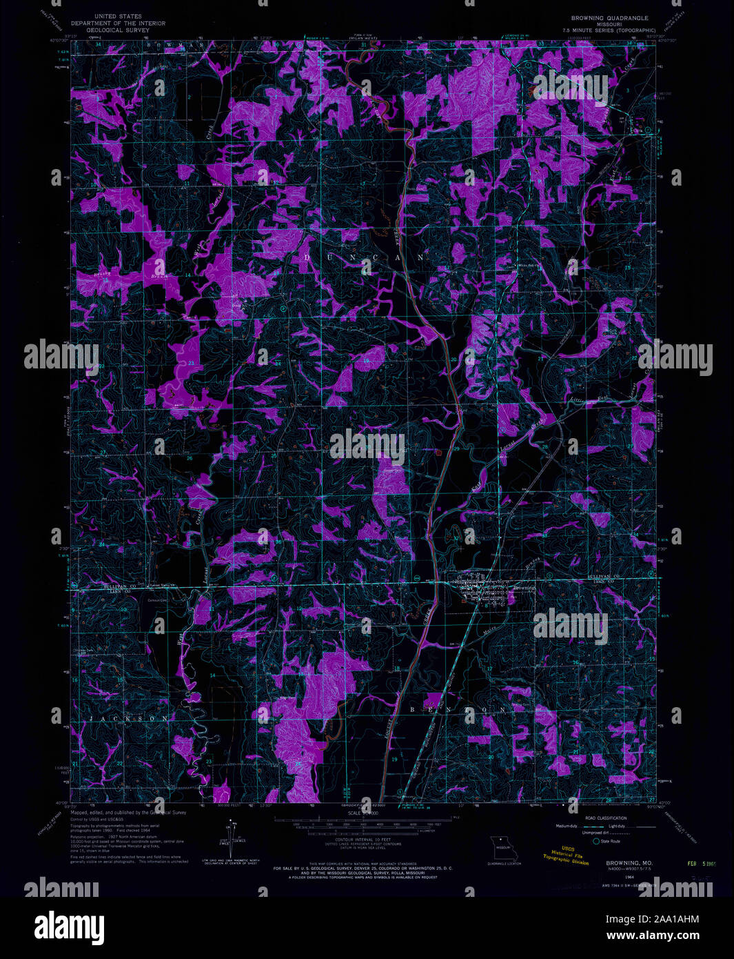 USGS TOPO Map Missouri MO Browning 322087 1964 24000 Inverted ...