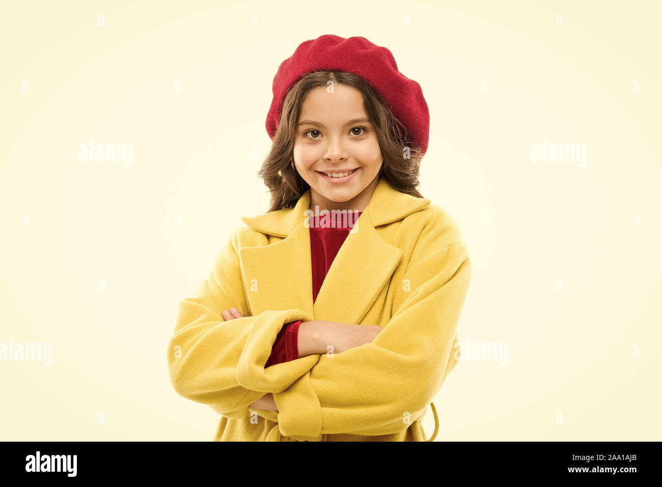 little girl child in french beret. spring fashion. childrens day ...