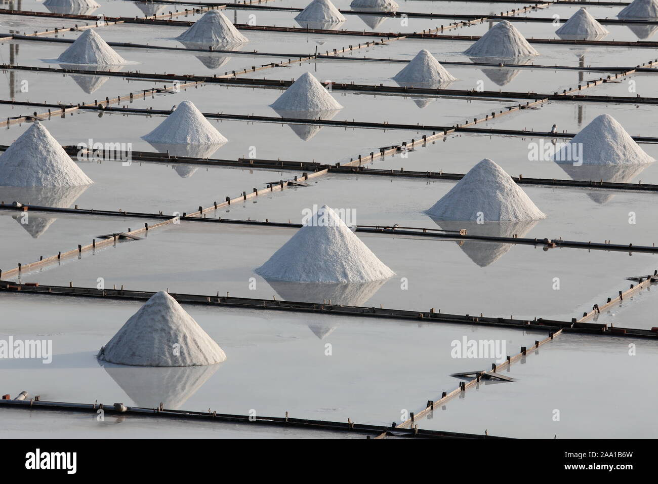 Salt making in Jingzaijiao Tile-paved salt fields Stock Photo - Alamy