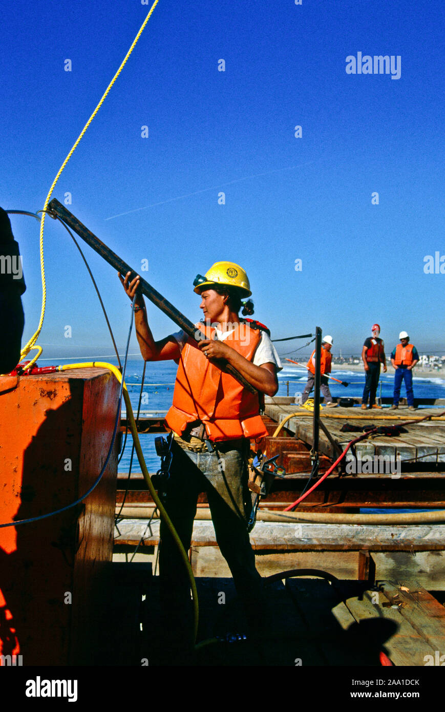 A native American woman construction worker in Huntington Beach, CA ...