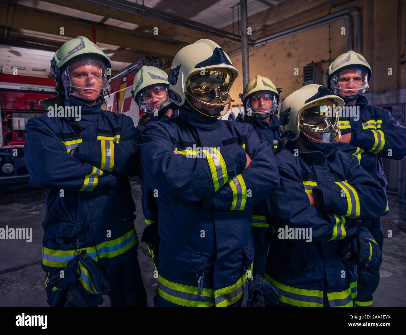Group portrait firefighters fire engine hi-res stock photography and ...