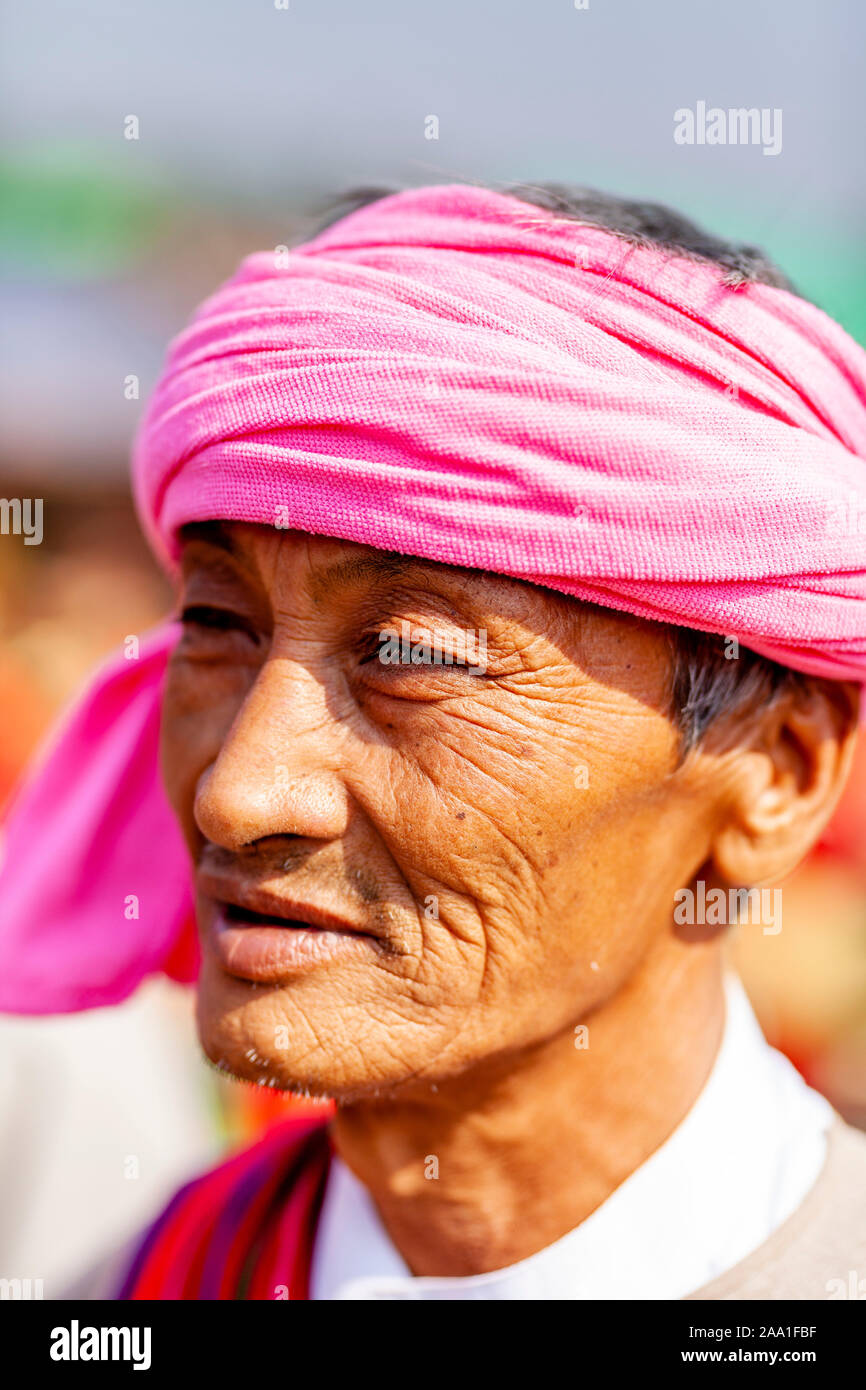An Elderly Ethnic Minority Man At The Annual Pindaya Cave Festival ...