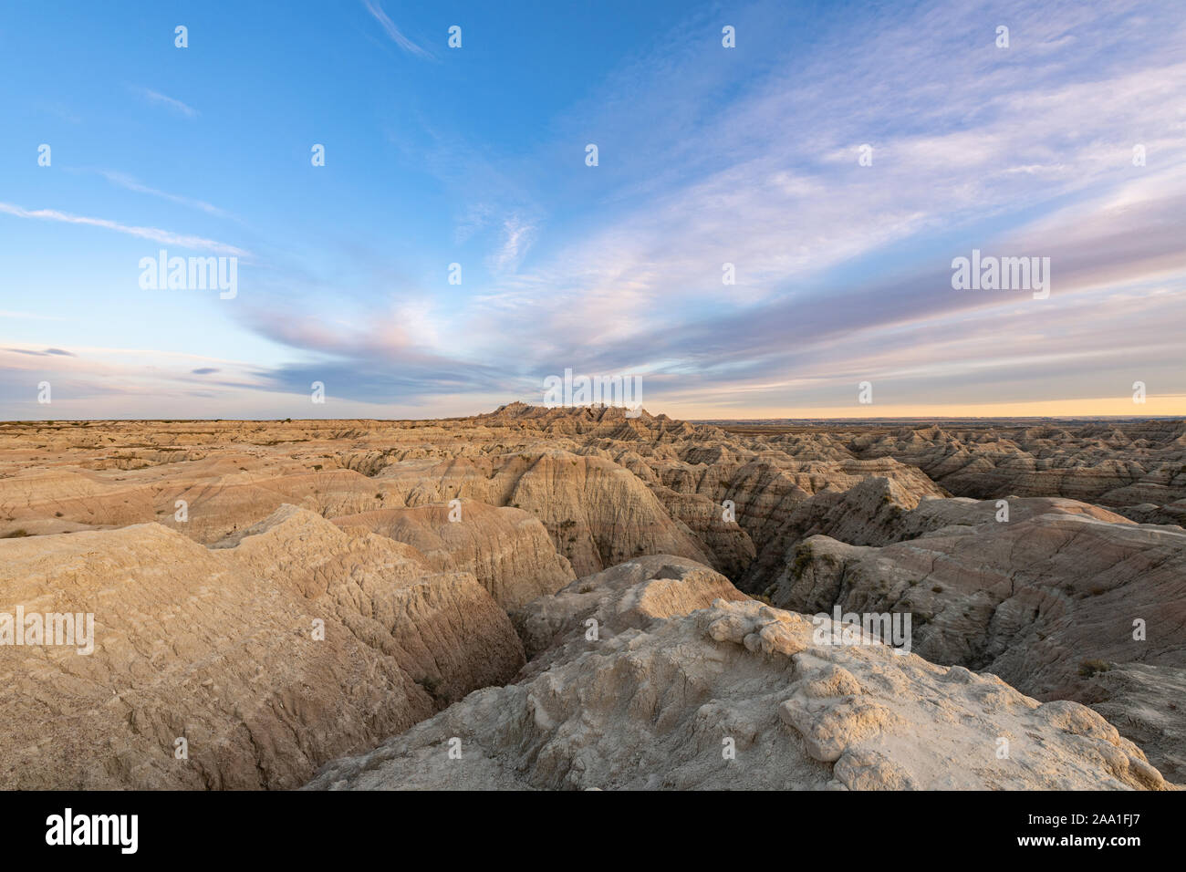 Sunset, White River Valley Overlook., Badlands National Park, South ...