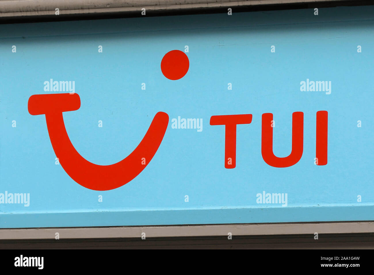 TUI travel agents business sign in Dorchester in Dorset, UK. Picture ...