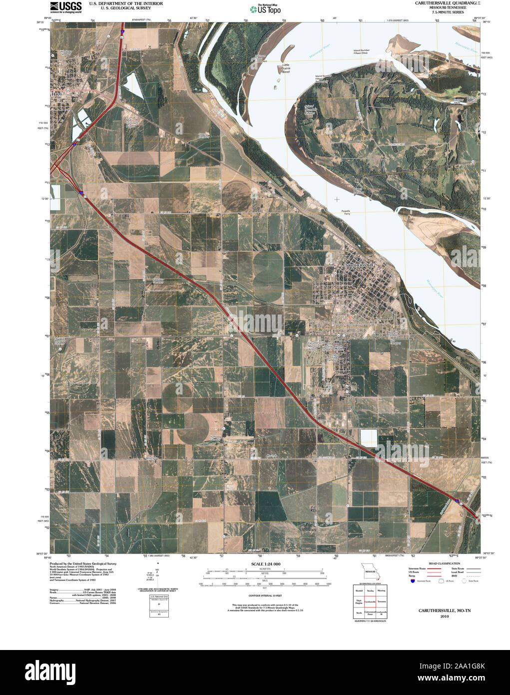 USGS TOPO Map Missouri MO Caruthersville 20100428 TM Restoration Stock ...