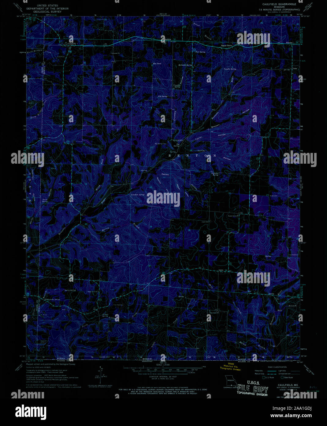 USGS TOPO Map Missouri MO Caulfield 322219 1968 24000 Inverted ...