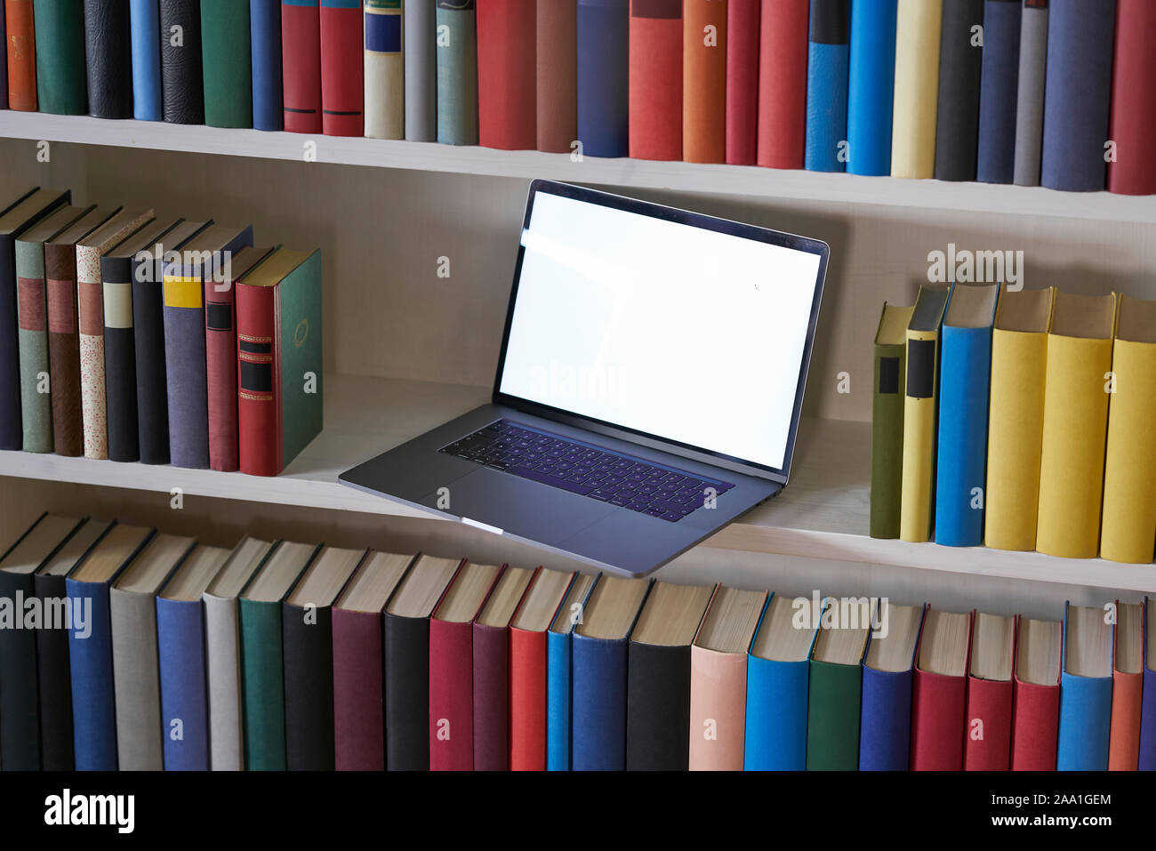 Computer and books from above Stock Photo - Alamy