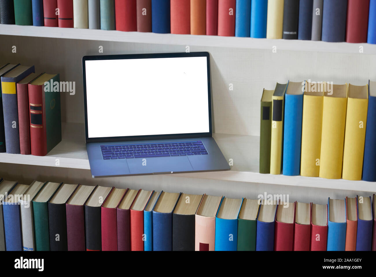 Computer and books from above Stock Photo - Alamy