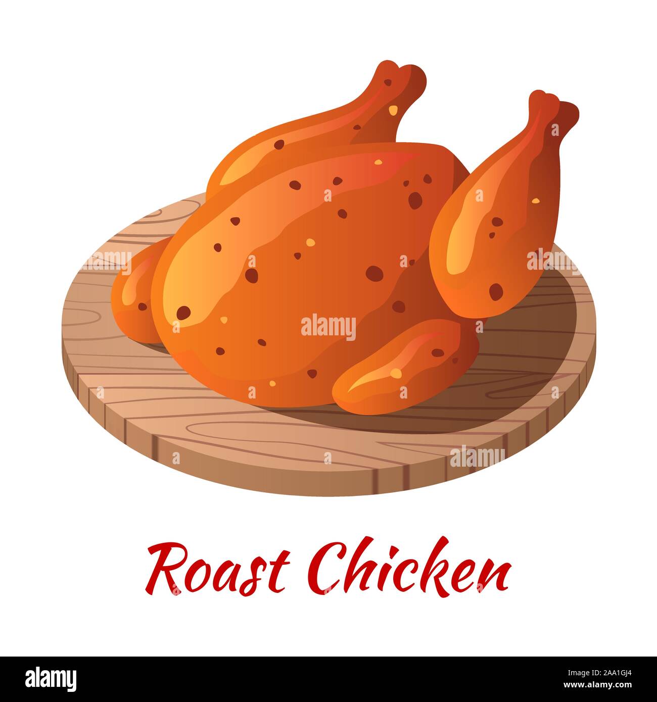 Roast Chicken Is Delicious Food In Colored Gradient Design Icon Vector
