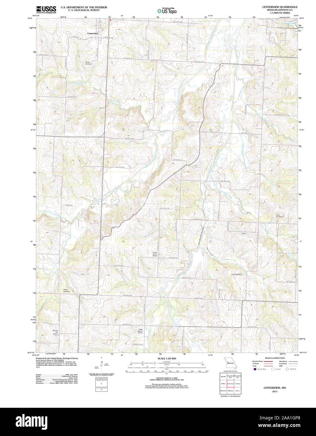 USGS TOPO Map Missouri MO Centerview 20111214 TM Restoration Stock ...