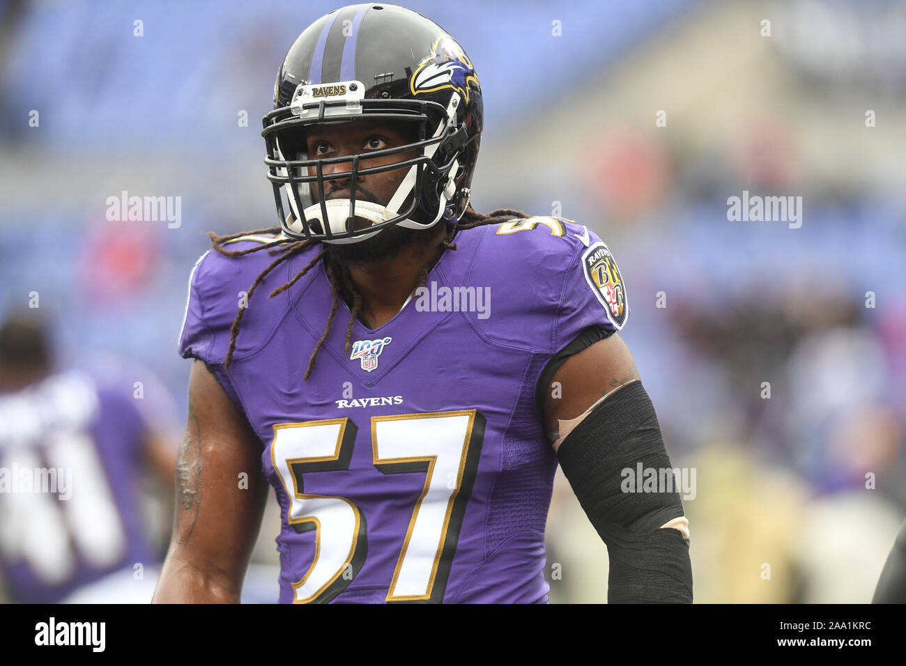 Baltimore, Maryland, USA. 17th Nov, 2019. Inside Line Backer JOSH BYNES ...